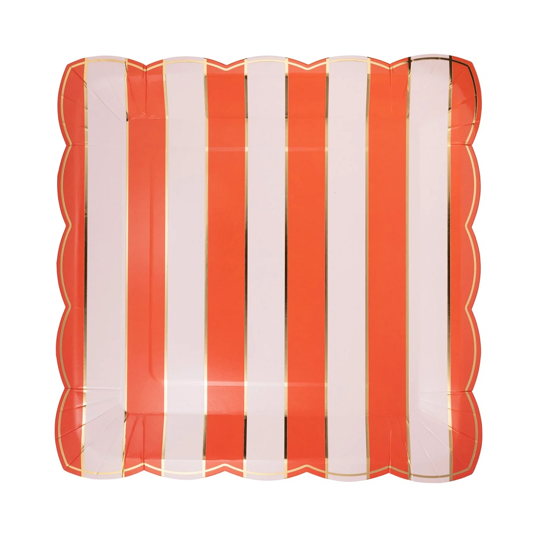 Love Birds Striped Paper Dinner Plates | Berings