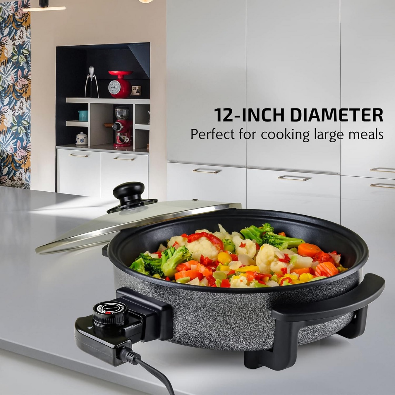 12 Inch Electric Skillet and Frying Pan with Nonstick Coating | Berings