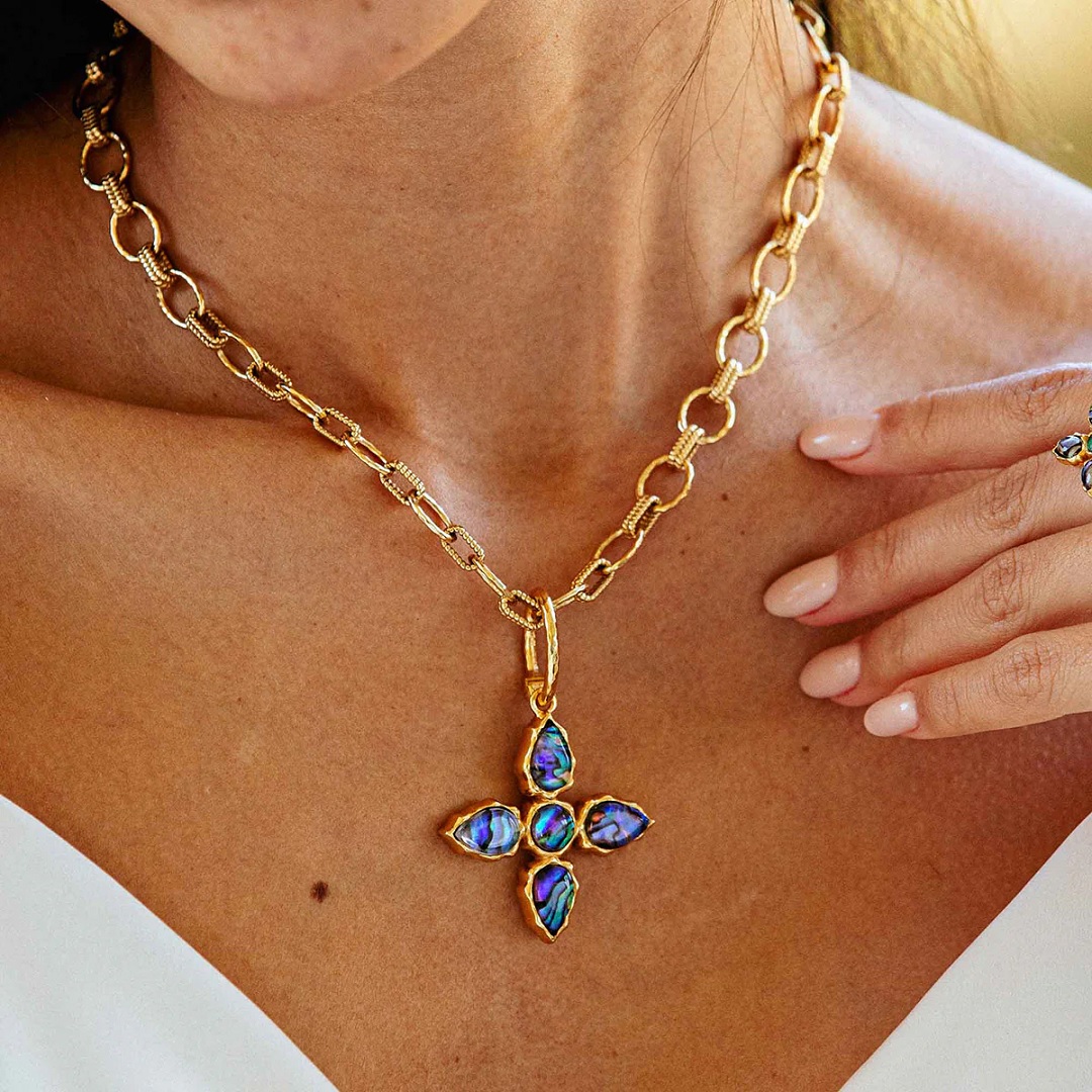 Aurora Double Sided Pendant - Abalone/MOP | Berings