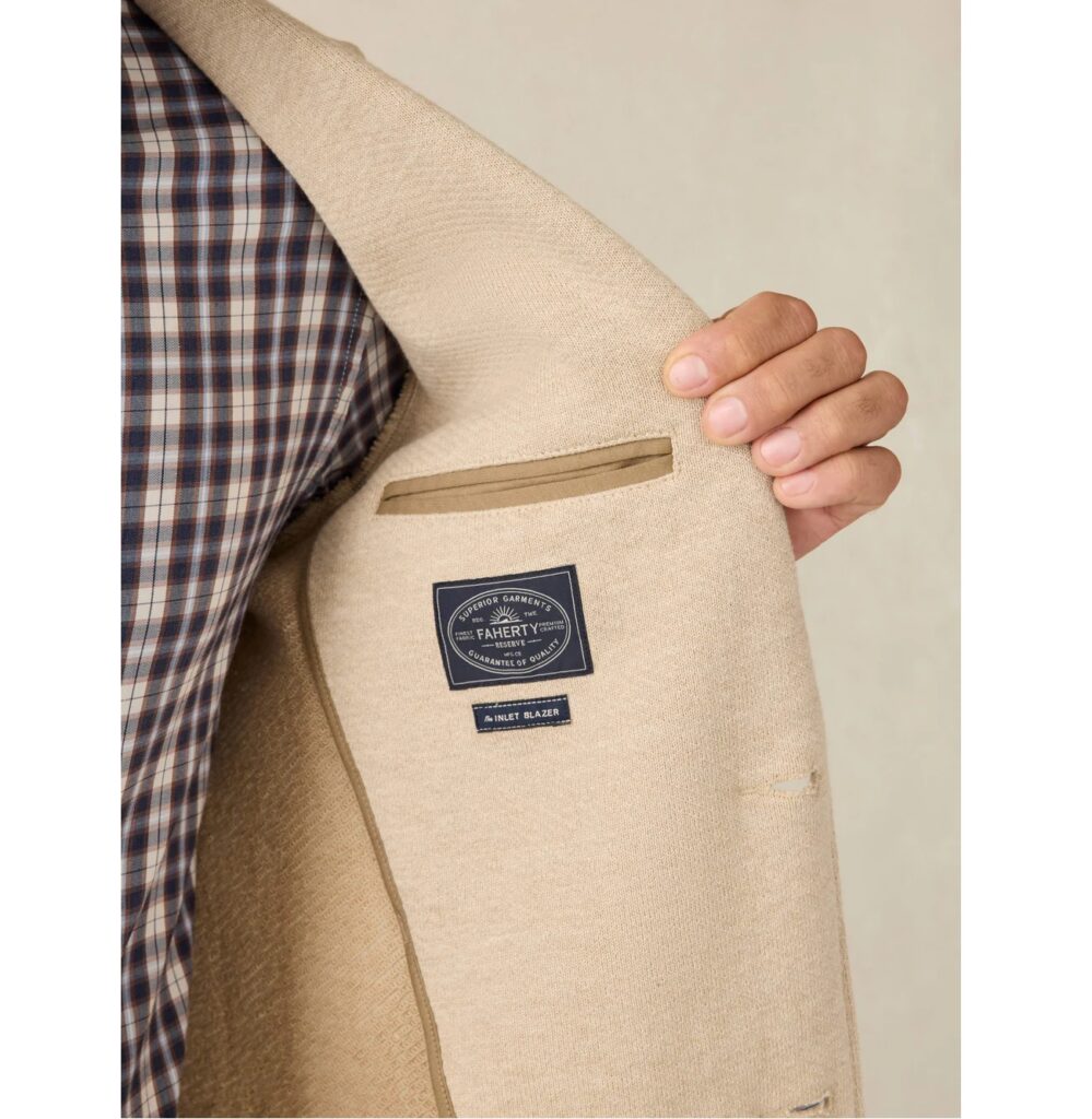 Faherty Inlet Knit Blazer - Khaki Fields Melange | Berings