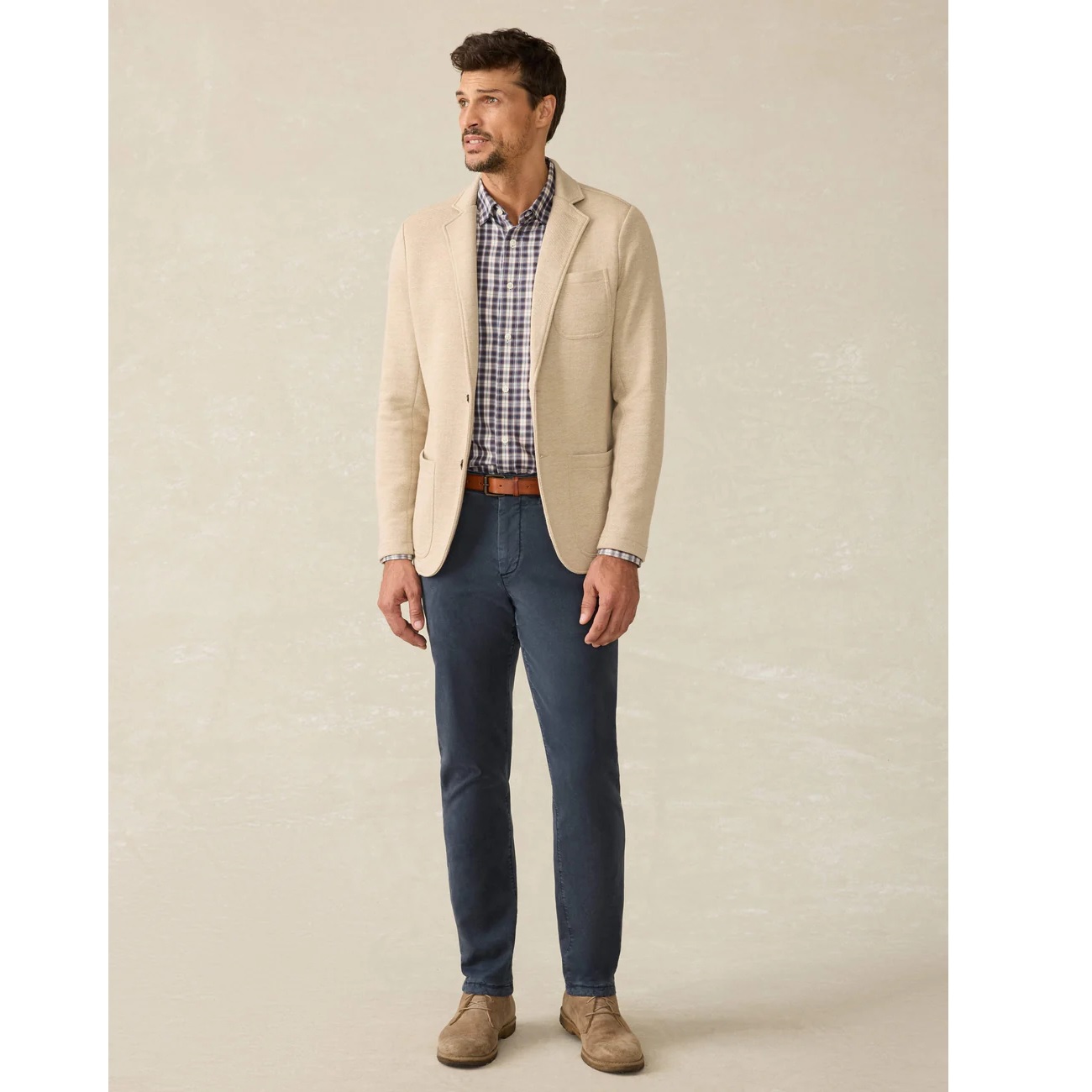 Faherty Inlet Knit Blazer - Khaki Fields Melange | Berings