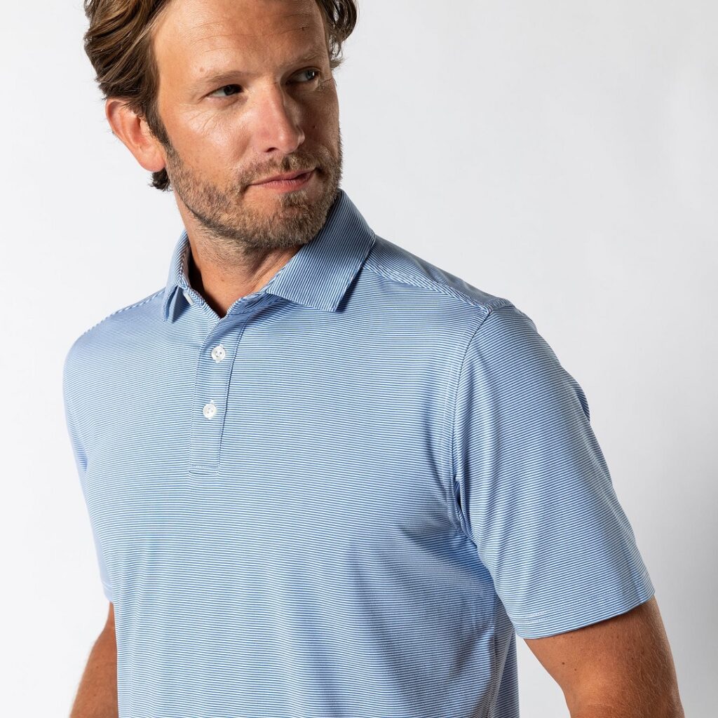 Short Sleeve Long Drive Performance Polo - Lake Blue | Berings