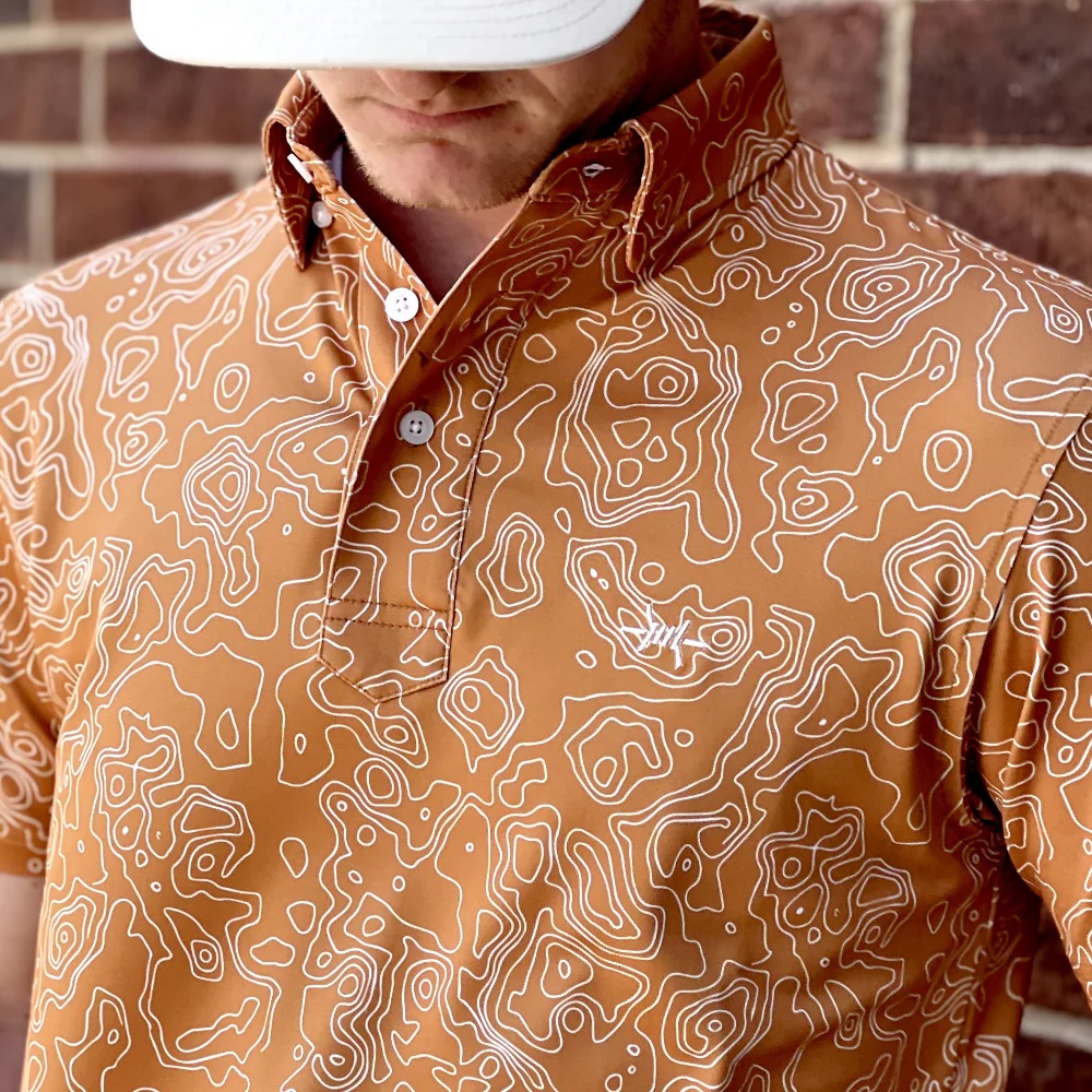 Texas Standard Short Sleeve Big Bend Topo Polo - Burnt Orange | Berings