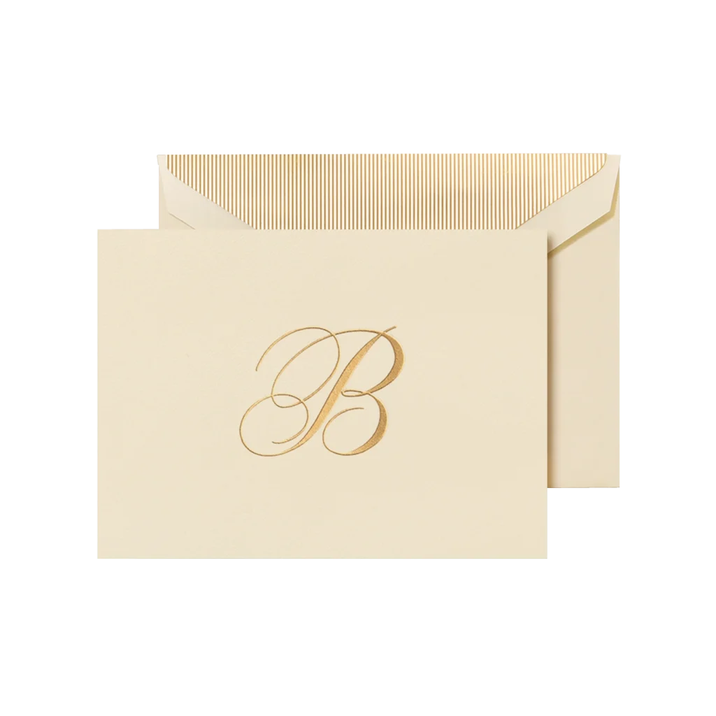 Crane Engraved Gold Script Initial Note | Berings