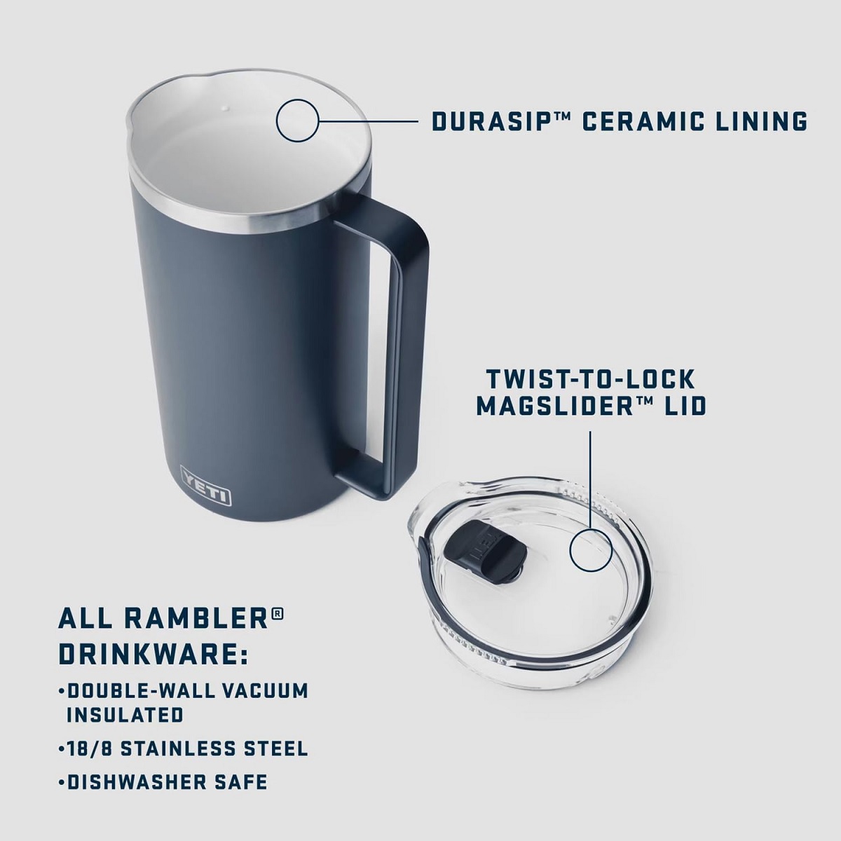 Yeti Rambler 64 oz Pitcher with Twist-to-Lock Lid - Papaya | Berings