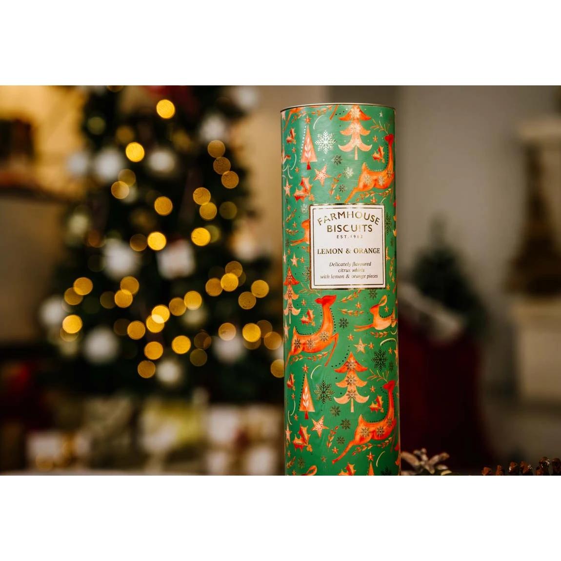 Farmhouse Biscuits Winter Animals Lemon & Orange Giant Tube | Berings
