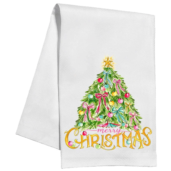 Rosanne Beck Vintage Pink Christmas Tree Kitchen Towel | Berings