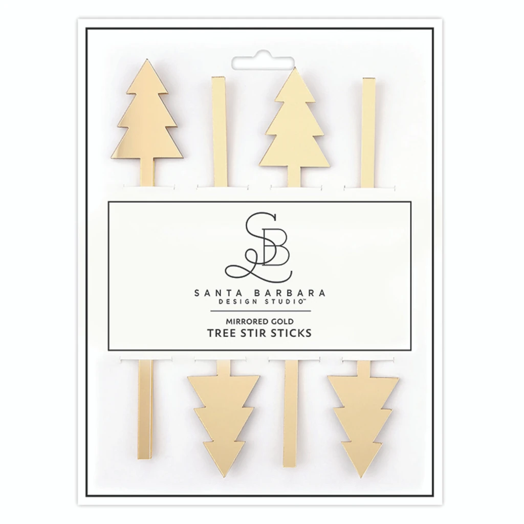 Santa Barbara Design Mirrored Gold Tree Stir Sticks - Set of 4 | Berings